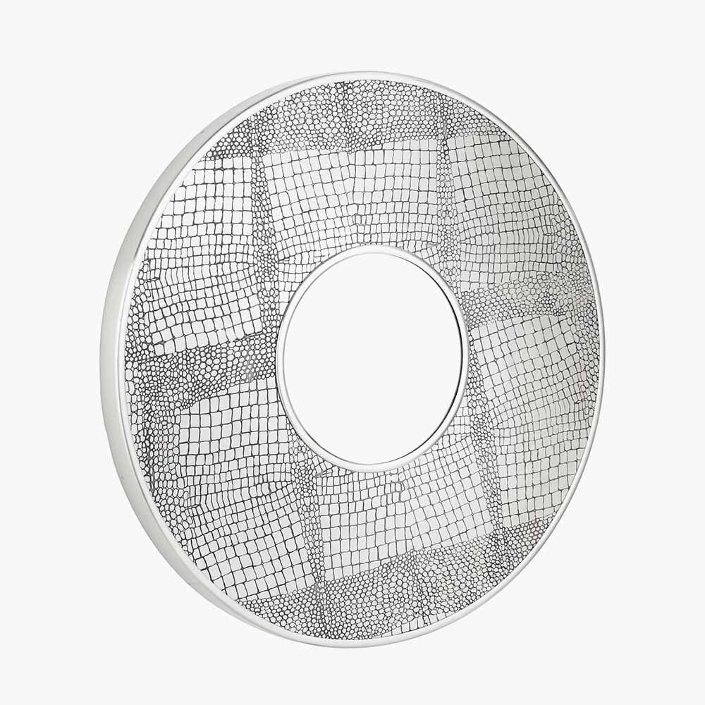 Vali Antique Silver Croc Effect Round Wall Mirror – Rowen Homes