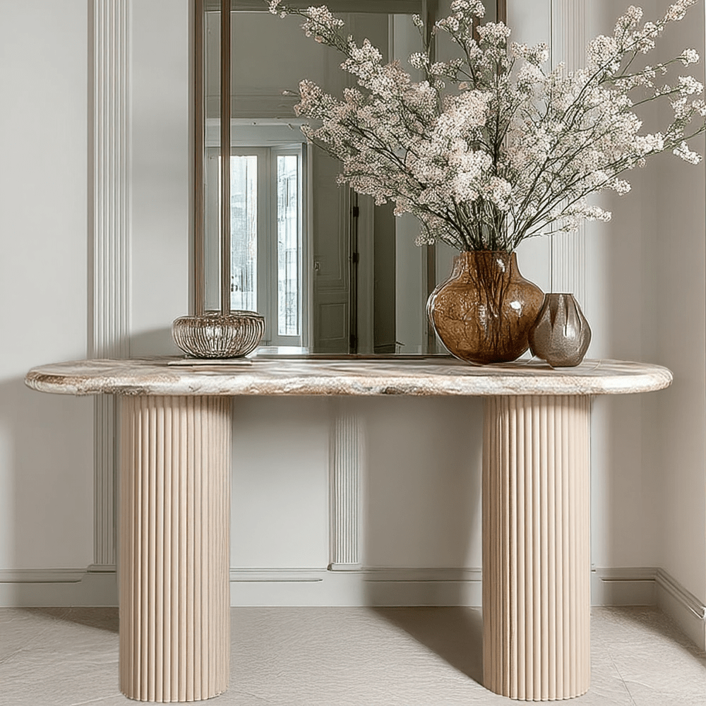 Verinne Oval Marble Top Console Table – Rowen Homes