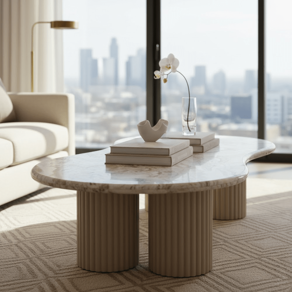 Verinne Pebble Shaped Marble Top Coffee Table – Rowen Homes