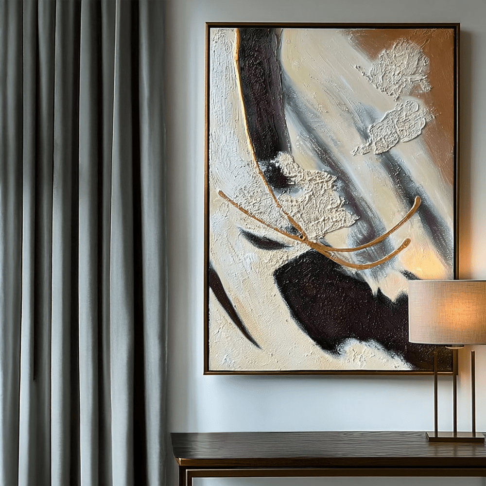 Verona Cream, Chocolate & Bronze Abstract Paint Brush Effect Textured ...
