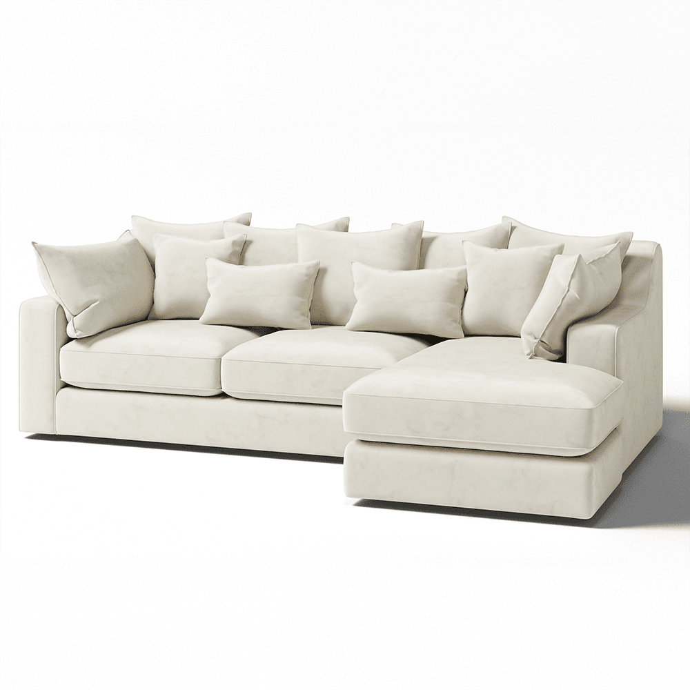 Victoria Cream Velvet Large Chaise End Sofa – Rowen Homes