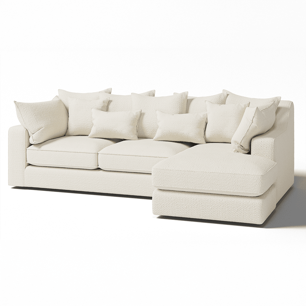 Victoria Ecru Boucle Large Right Hand Facing Pillow Back Sofa – Rowen Homes
