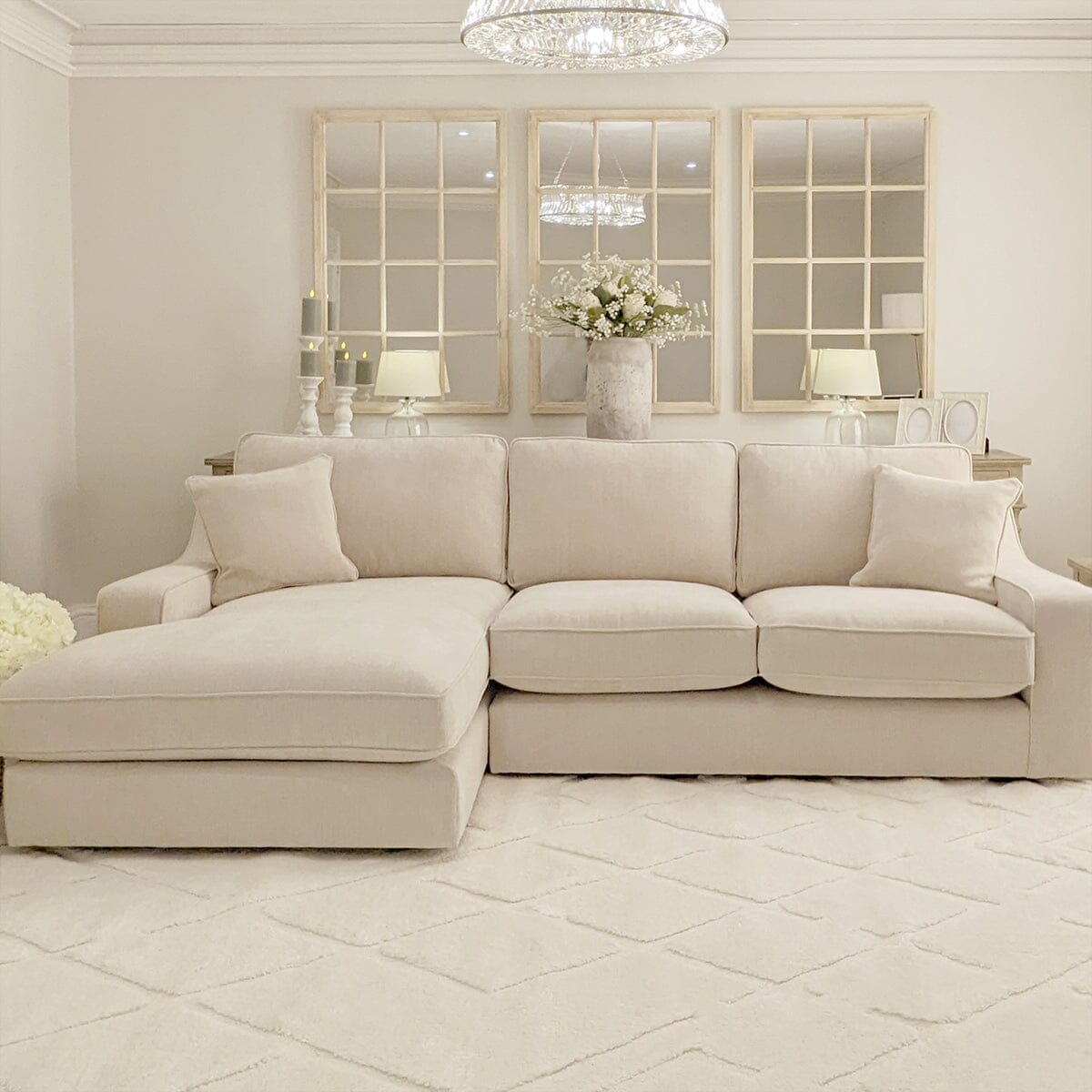 Victoria Luxury Beige Textured Sofa Range – Rowen Homes