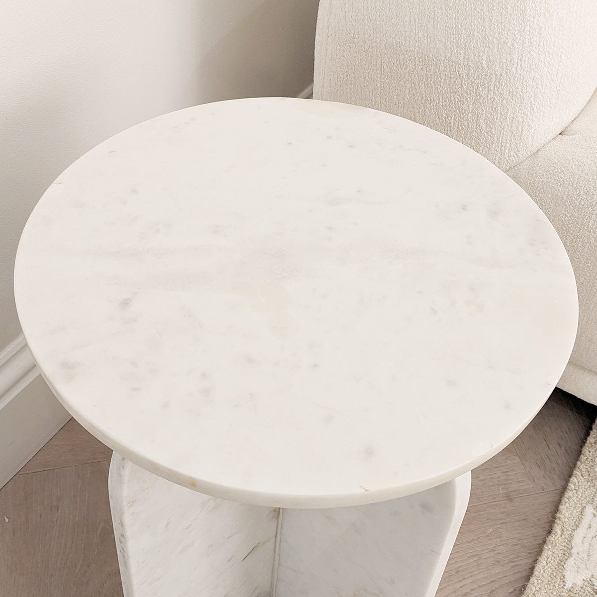 Vieste White Marble Side Table | Luxury Home Elegance – Rowen Homes