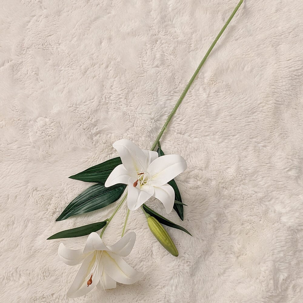 White Faux Lily: Elegant Single Stem Flower – Rowen Homes