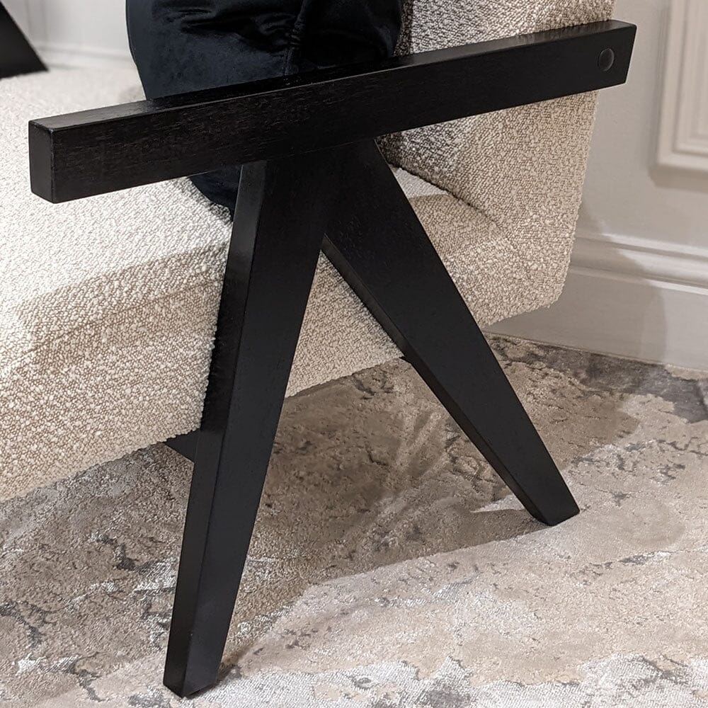 Wren Black Wood & Cream Boucle Accent Chair – Rowen Homes