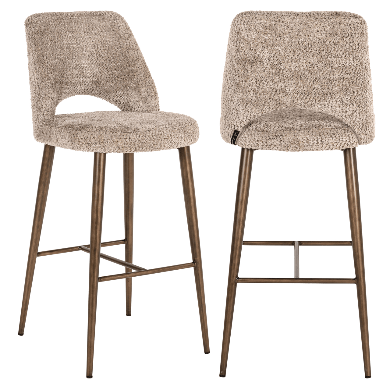 Xanthe Beige Tufted Bar Stool with Bronze Legs – Rowen Homes
