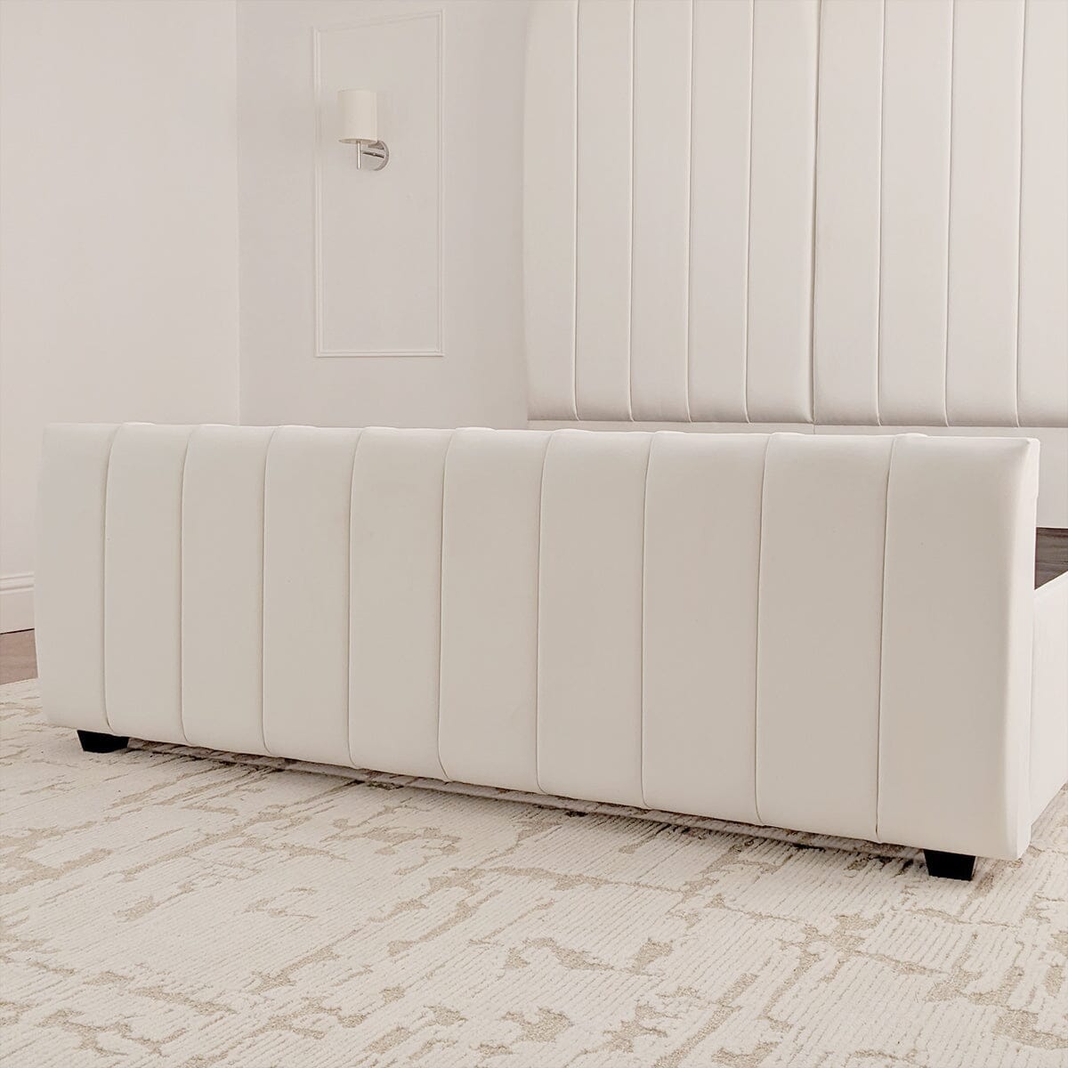 Zana Porcelain White Velvet Luxury Panelled Bed – Rowen Homes
