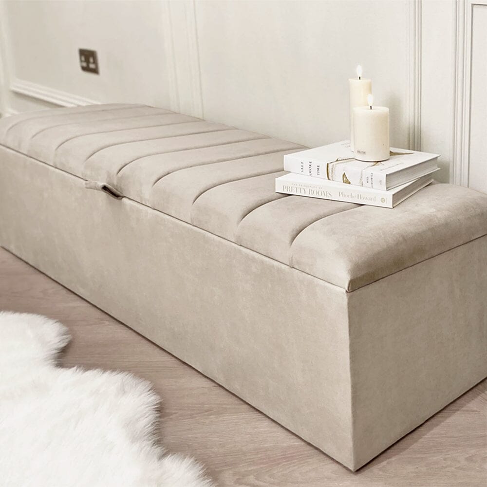 Zana Vanilla Panelled Ottoman Box – Rowen Homes