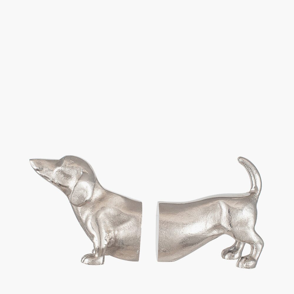 Zenaida Silver Metal Sausage Dog Decorative Bookends – Rowen Homes