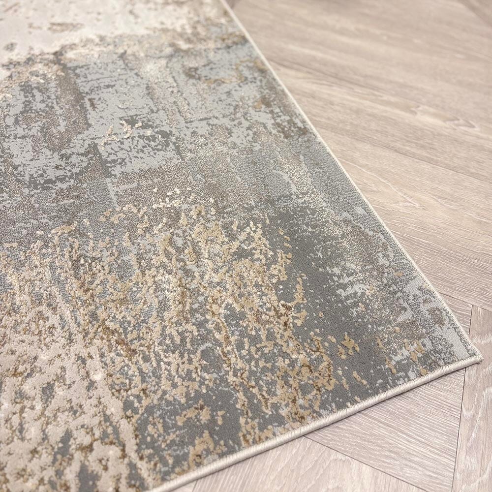 Zorina Grey, Cream & Gold Metallic Marble Velvet Rug – Rowen Homes