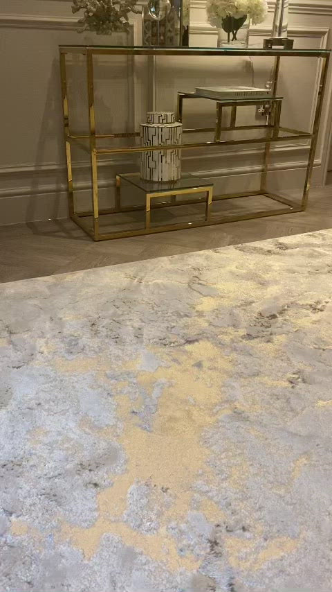 Shop Jupiter Light Gold & Cream Metallic Marble Velvet Rug – Rowen Homes