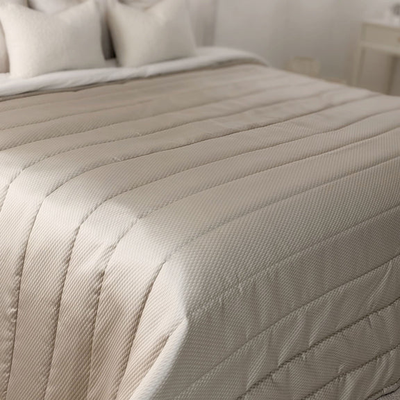 Shop Alie Taupe Luxury Satin & Cotton Fluted Bedspread – Rowen Homes