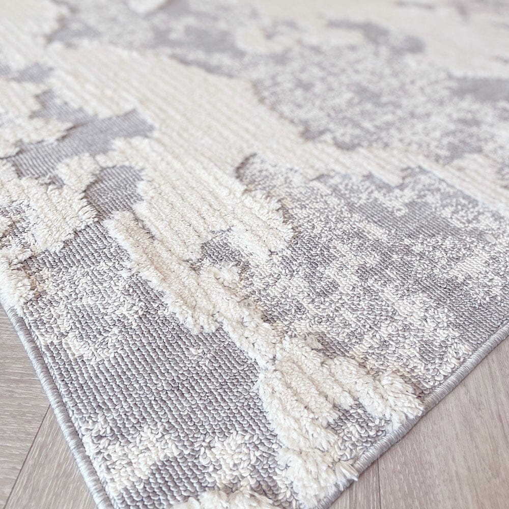 Amina Cream & Light Grey Marble Effect Rug – Rowen Homes