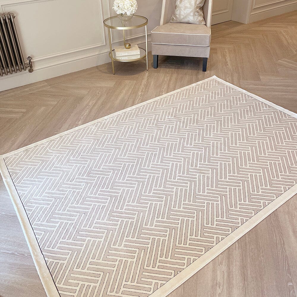 Beckett Ivory & Greige Geometric Patterned Rug – Rowen Homes