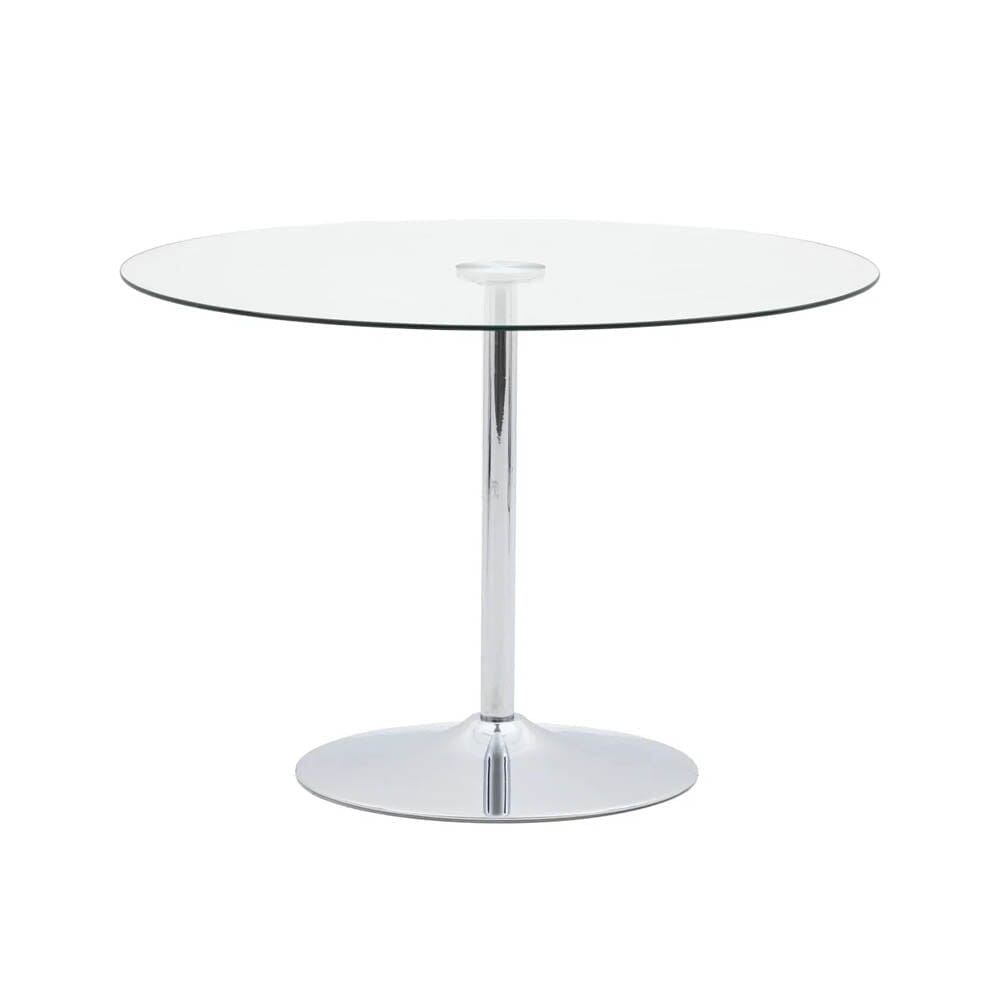 Canterbury Clear Glass & Silver Round Dining Table – Rowen Homes