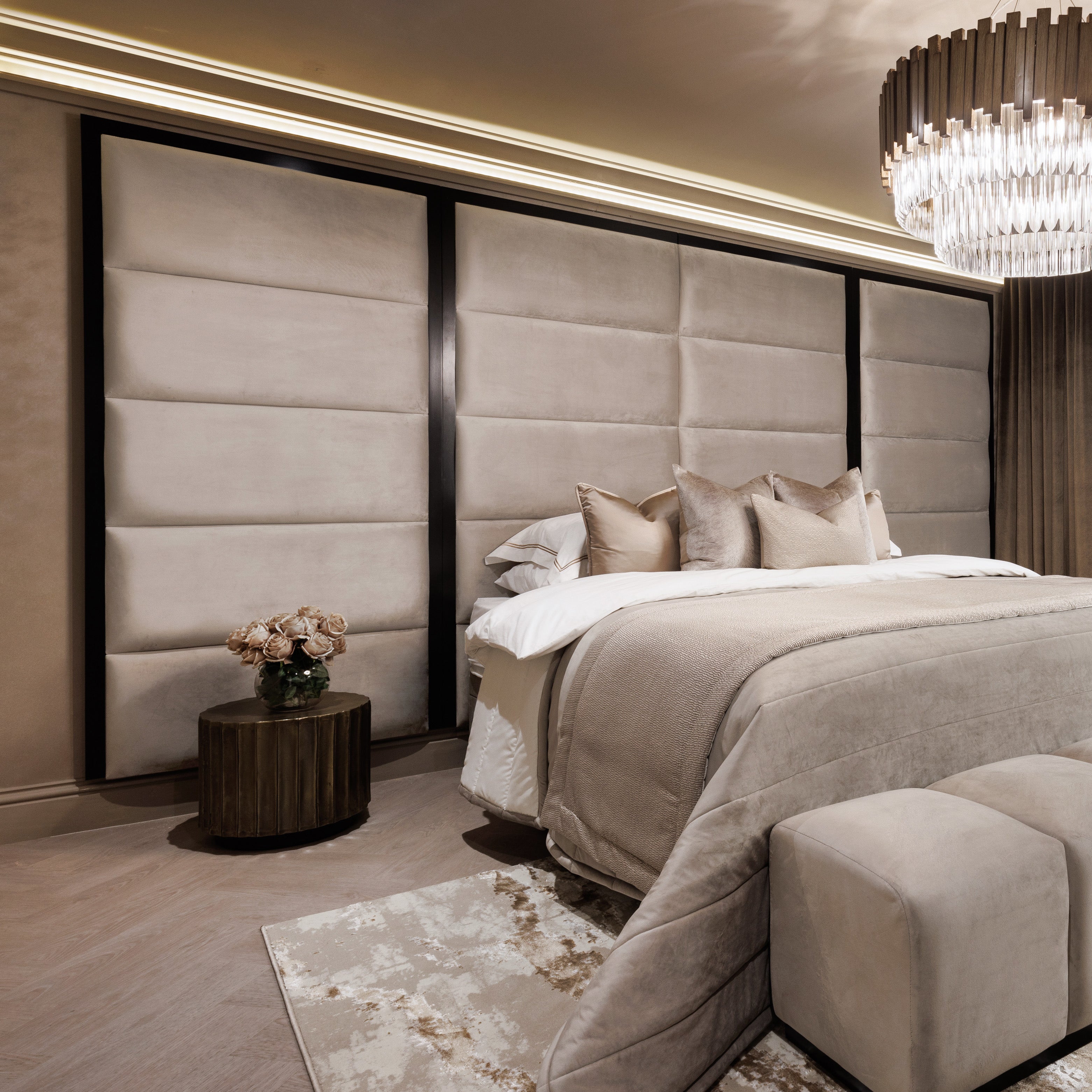 Dove Grey Luxury Velvet Chocolate Box Headboard with Wings – Rowen Homes