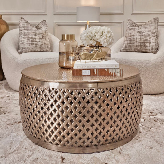 Duvali Gold Round Coffee Table: Luxe Design for Your Home – Rowen Homes