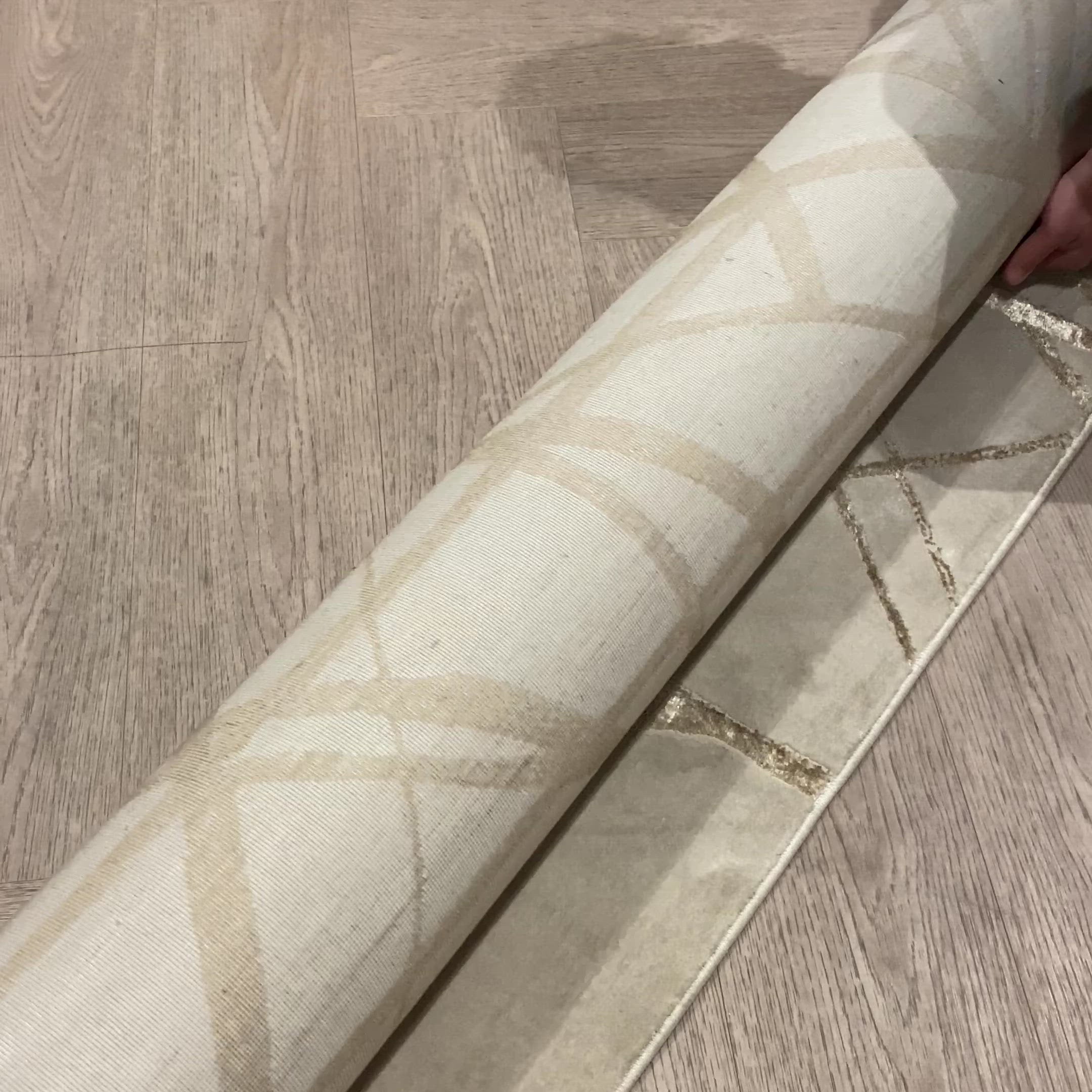 Shop Saints Metallic Gold & Cream Geometric Velvet Rug – Rowen Homes