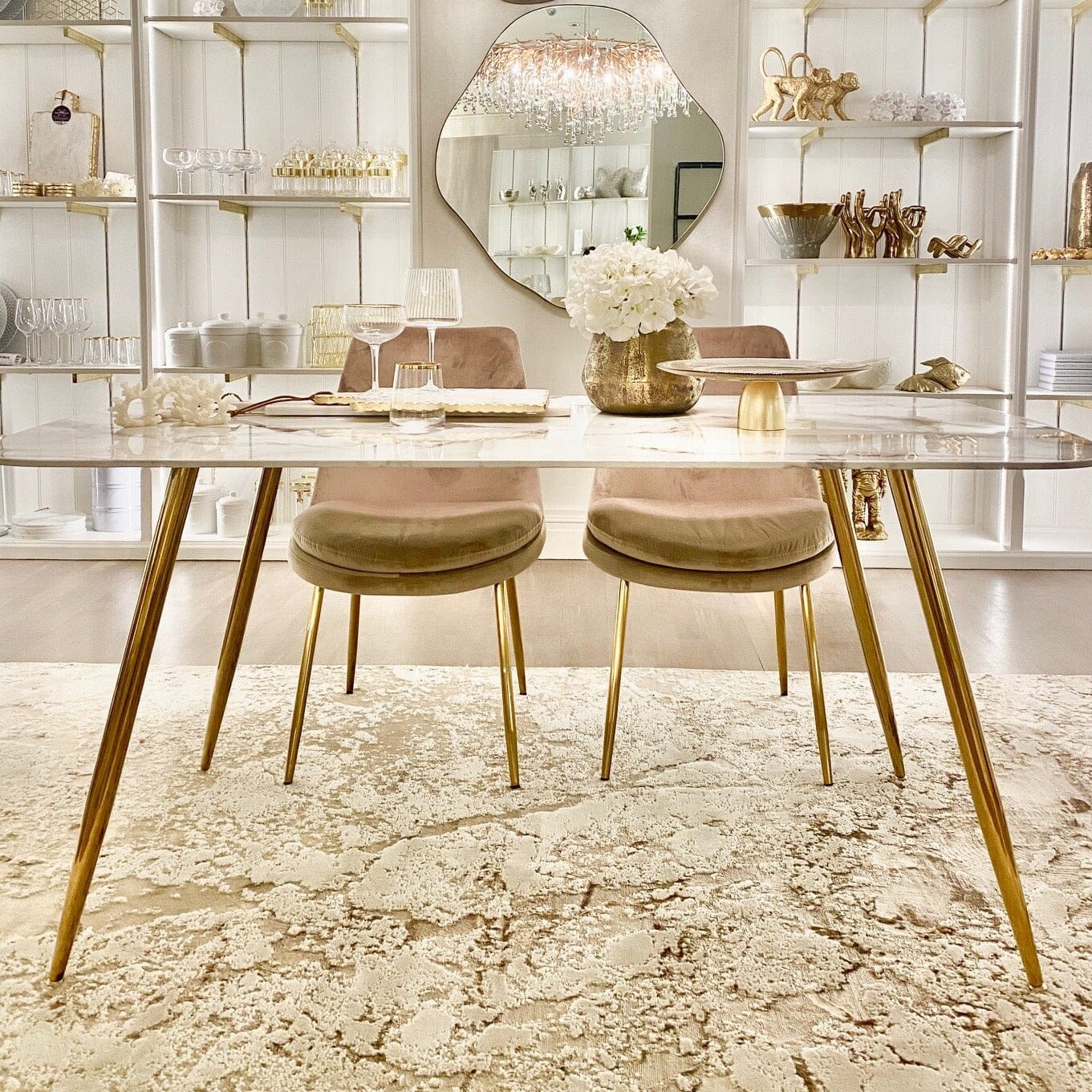 Gia Marble and Gold Dining Table – Rowen Homes