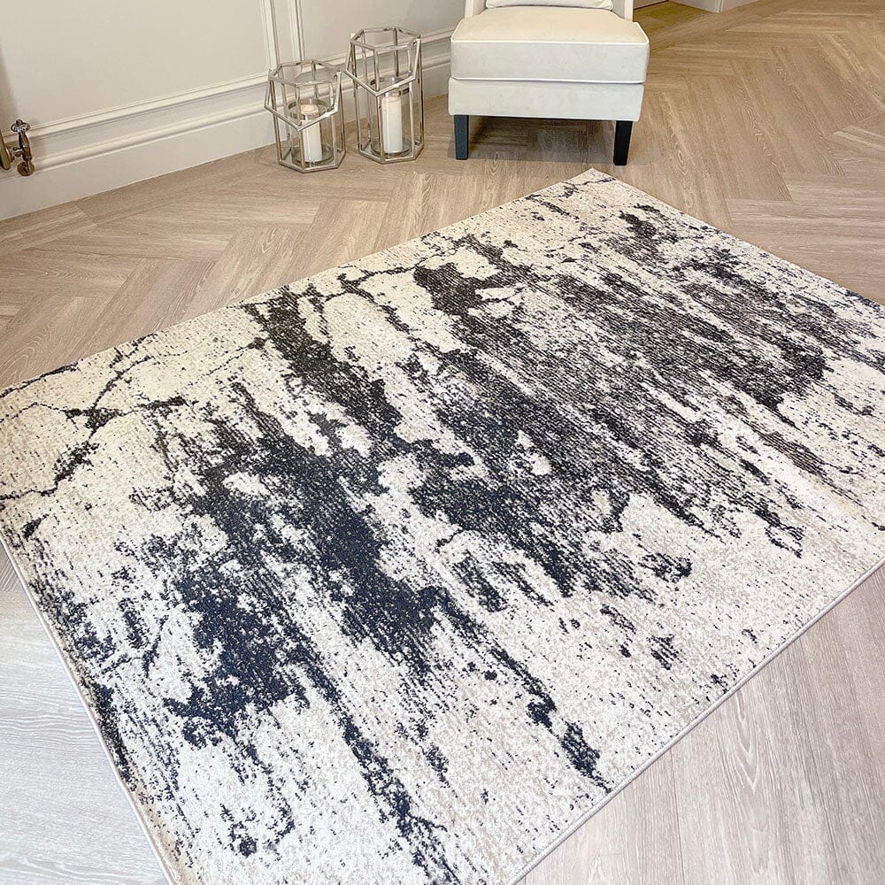 Helios Cream & Grey Marble Effect Abstract Rug – Rowen Homes
