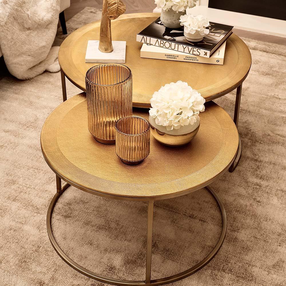 Adele Light Gold Round Nested Metal Coffee Tables - Set of 2 – Rowen Homes