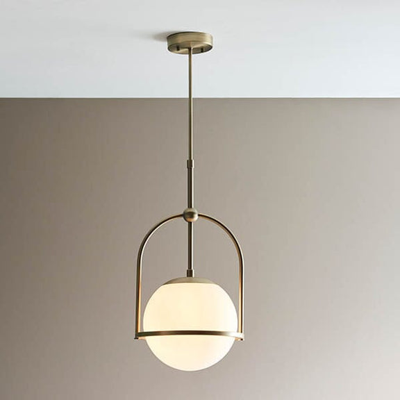 Kaia Gold Pendant Ceiling Light with Opal Glass – Rowen Homes