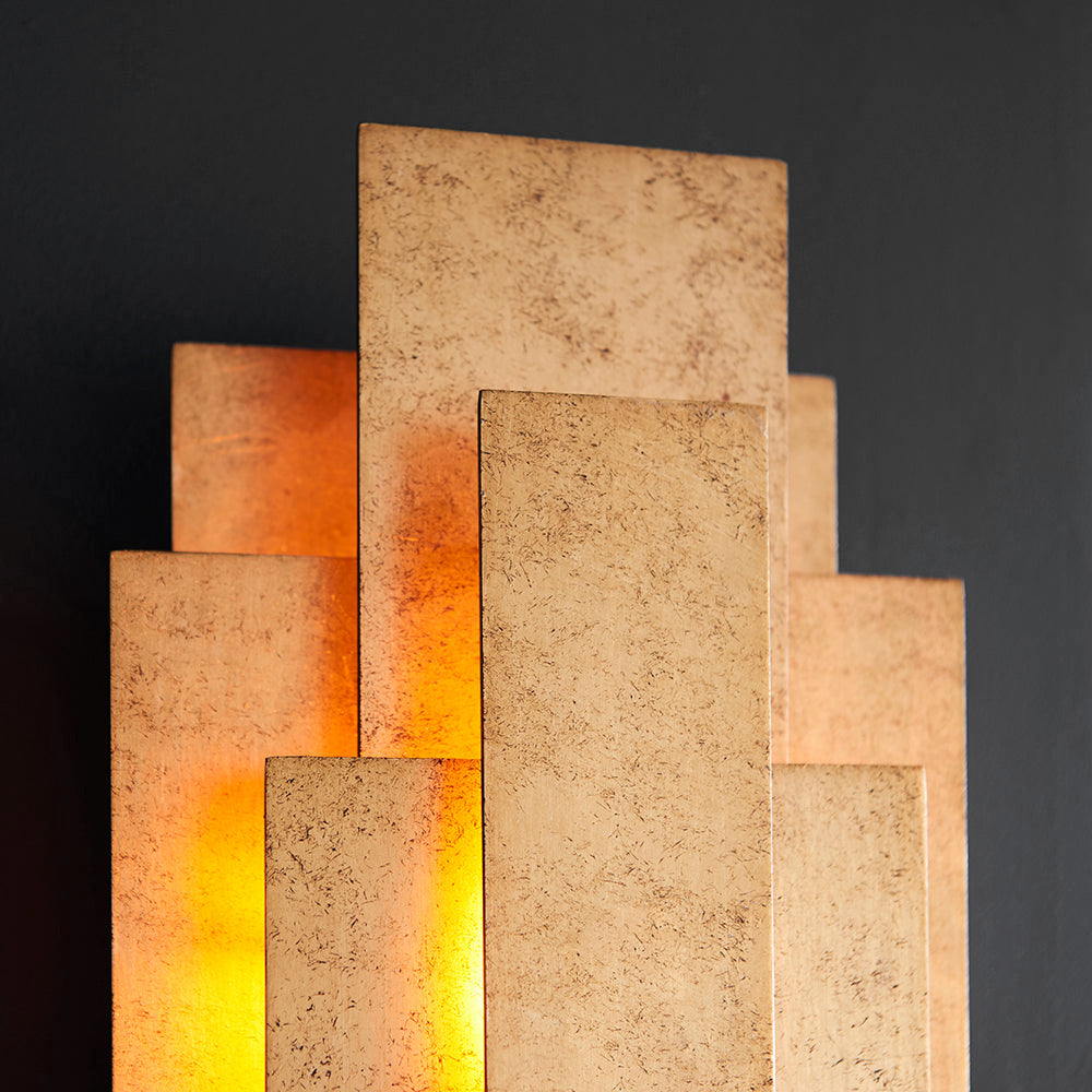 Leora Rectangular Gold Panel Wall Light – Rowen Homes