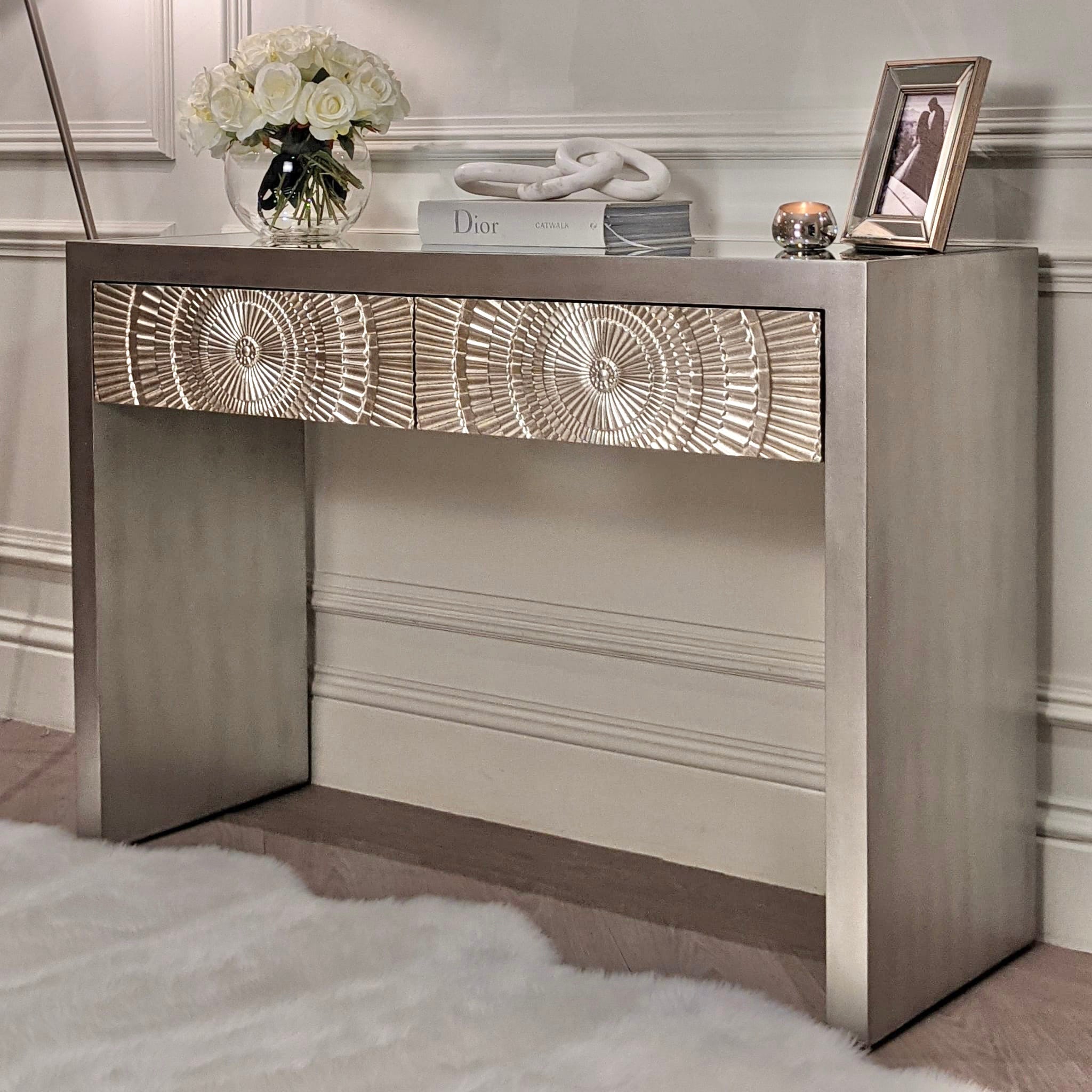 Leverette Silver Premium Console Table – Rowen Homes