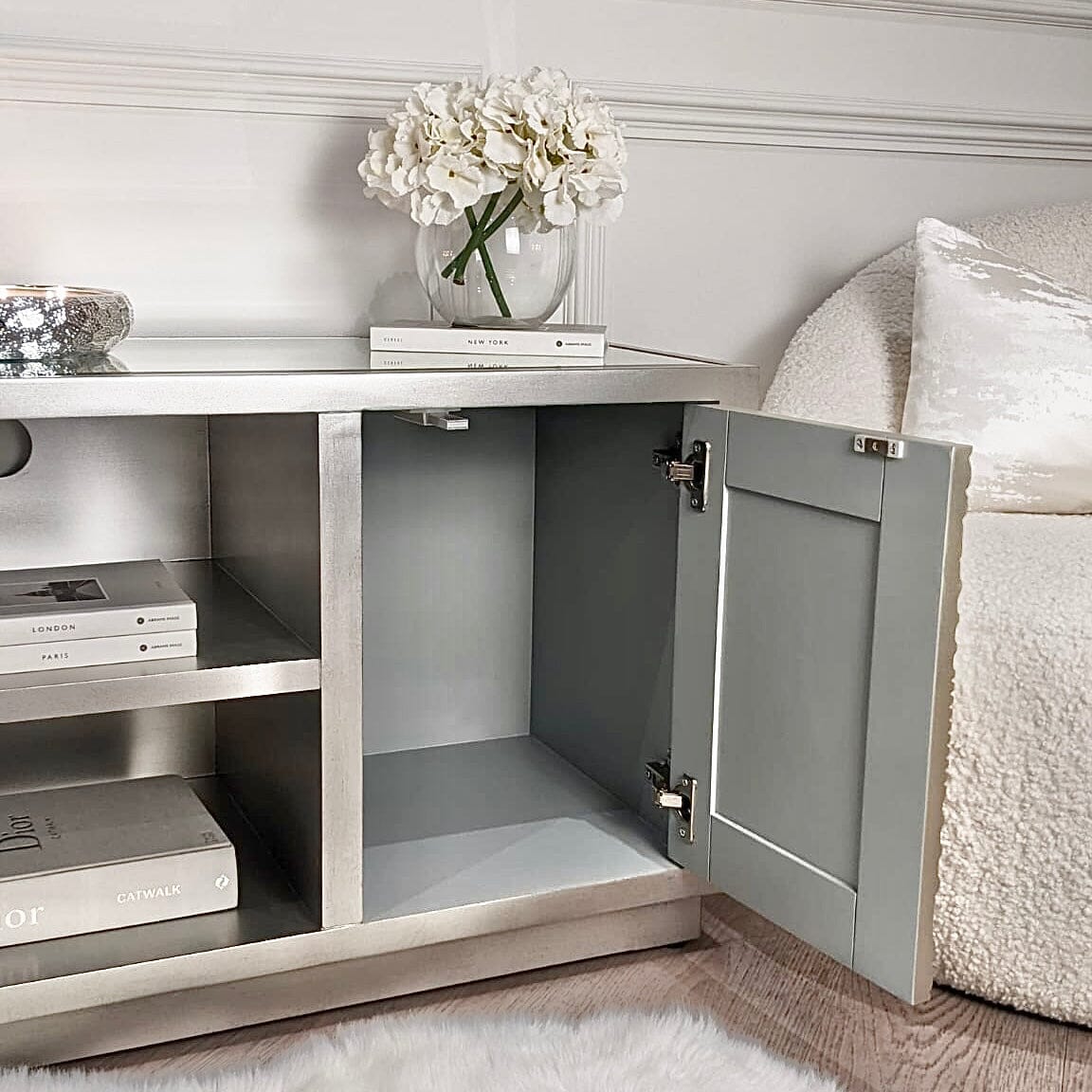 Leverette Silver Premium TV Unit: Luxe & Ornate Design – Rowen Homes