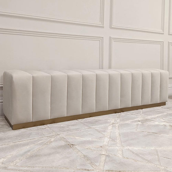 Madeline Cream Velvet & Gold Luxury Bench – Rowen Homes