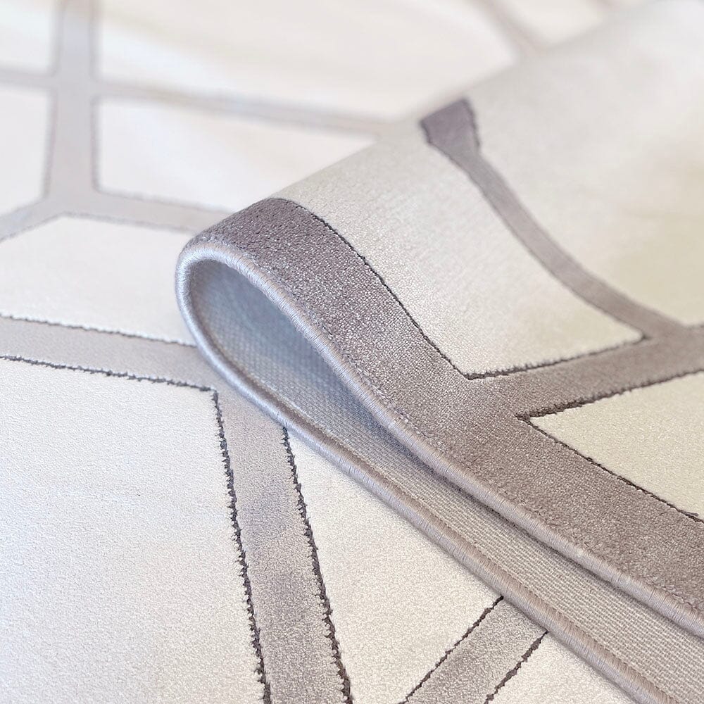 Portnall Champagne & Greige Geometric Print Patterned Rug – Rowen Homes