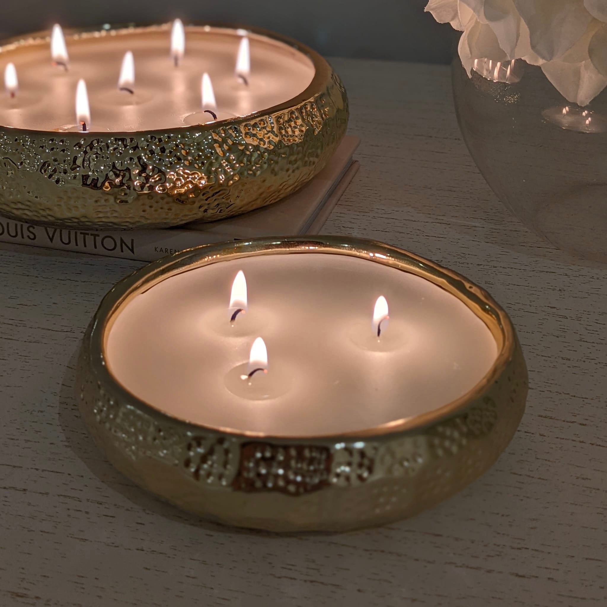 Set of 2 Aeolian Gold Candles - Glamorous Home Glow – Rowen Homes