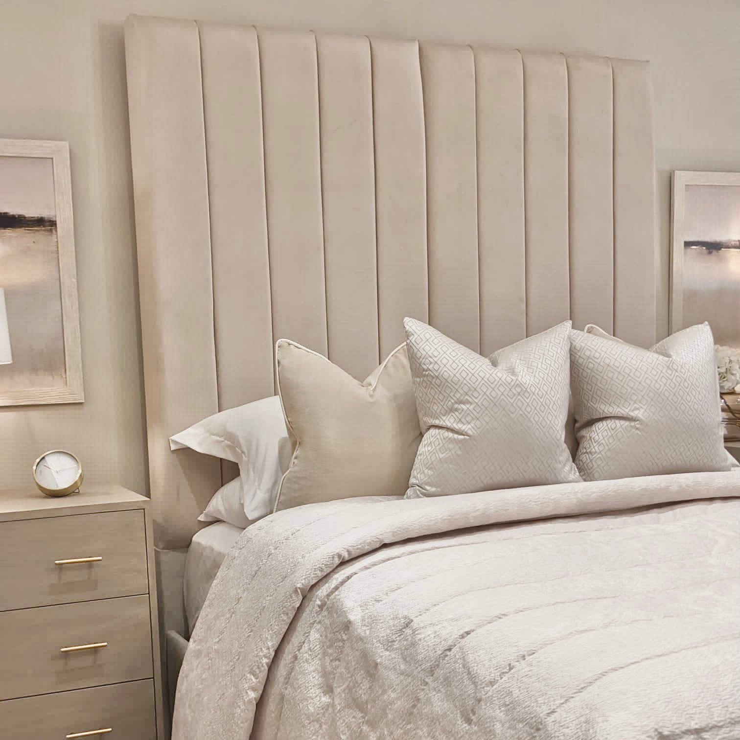 Zana Vanilla Luxury Panelled Bed – Rowen Homes