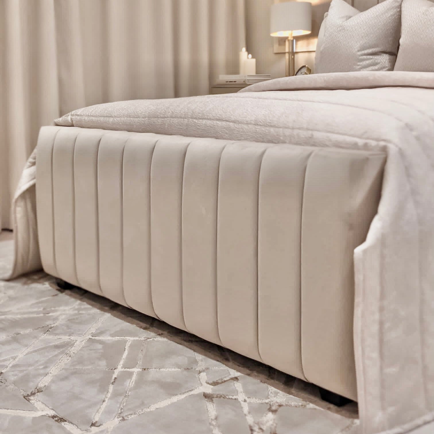 Zana Vanilla Luxury Panelled Bed – Ultra Luxe Bedroom Style – Rowen Homes
