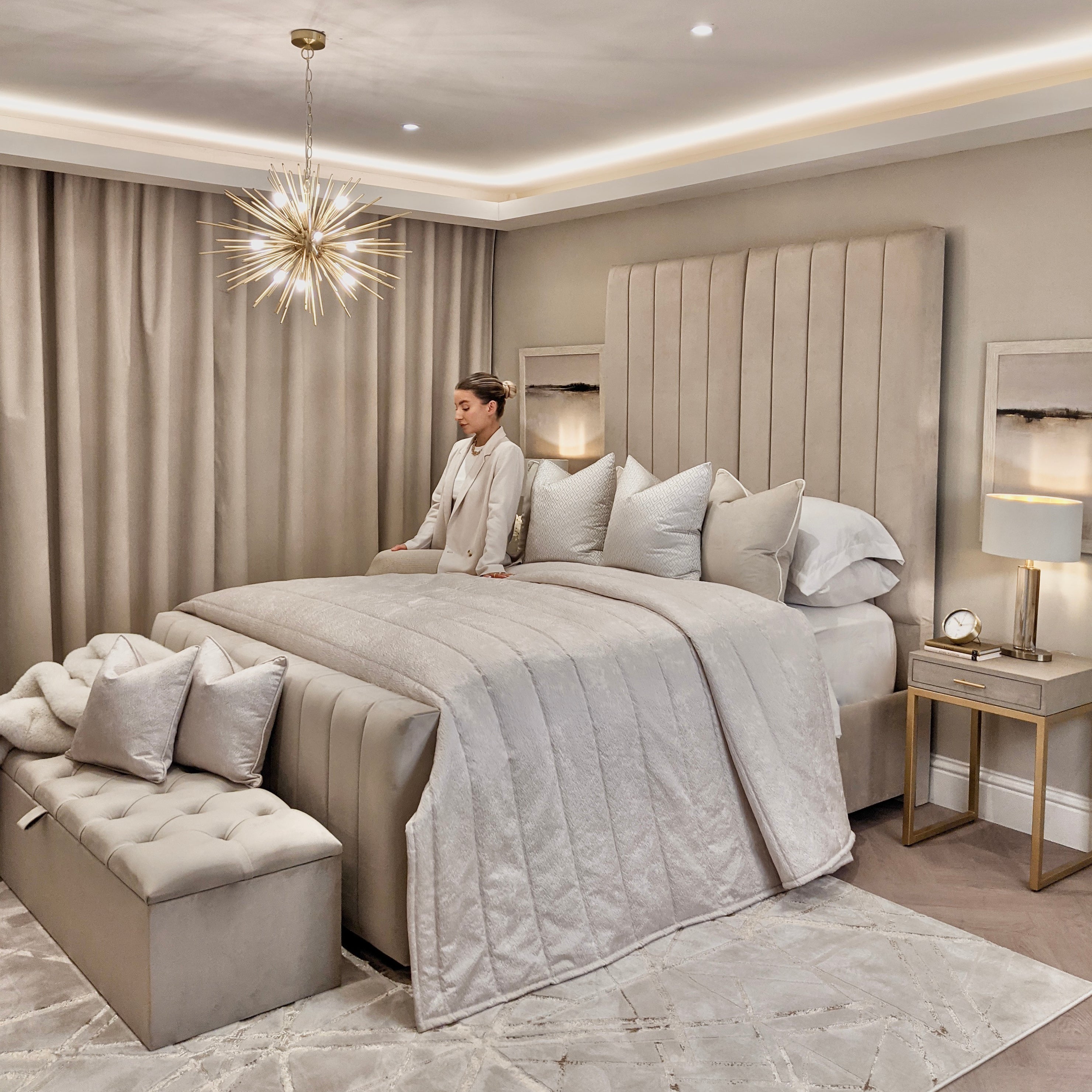 Zana Vanilla Luxury Panelled Bed – Ultra Luxe Bedroom Style – Rowen Homes